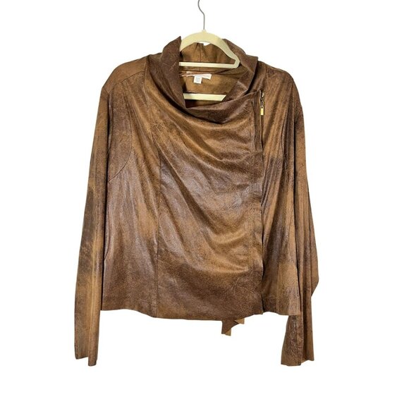 Cato | Jackets & Coats | Cato Leather Jacket 8w Brown Crop Boho Western ...